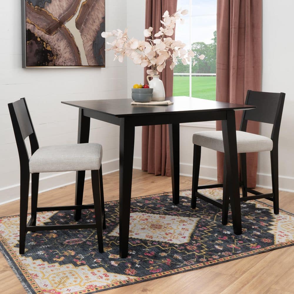 Linon Home Decor Marlene 3-Piece Square Black Wood Top Counter Dining ...