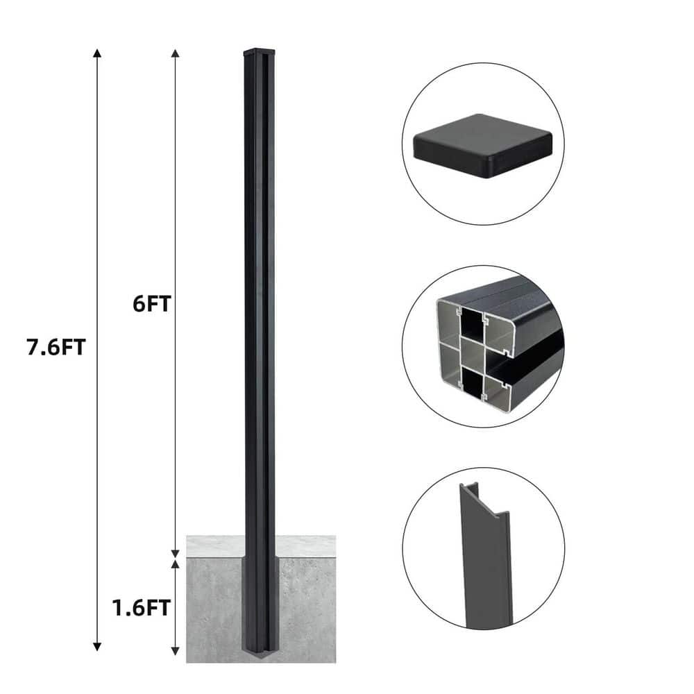 mondaria Composite Fence Series 2.8 in. x 2.8 in. x 7.5 ft. Aluminum In ...
