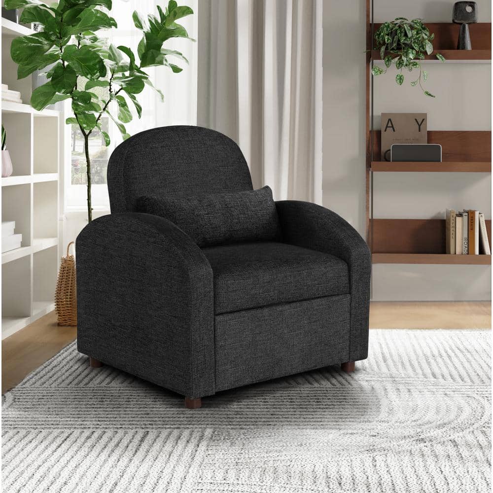 Serta Toluca Black Chenille Convertible Arm Chair 111A027BLK - The Home ...