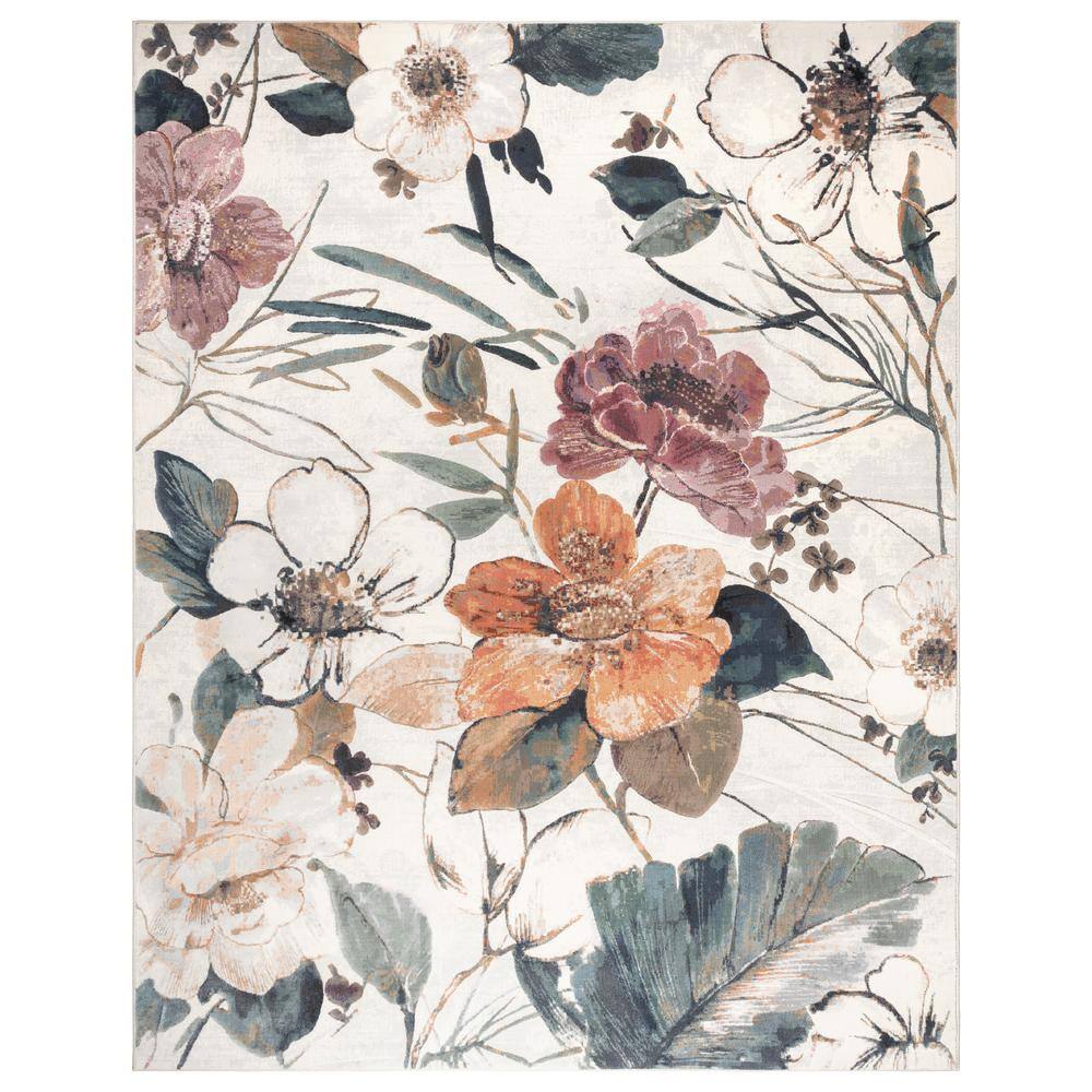 Gertmenian & Sons Blayne Aster Ivory/Pink 5 ft. x 7 ft. Floral Indoor ...