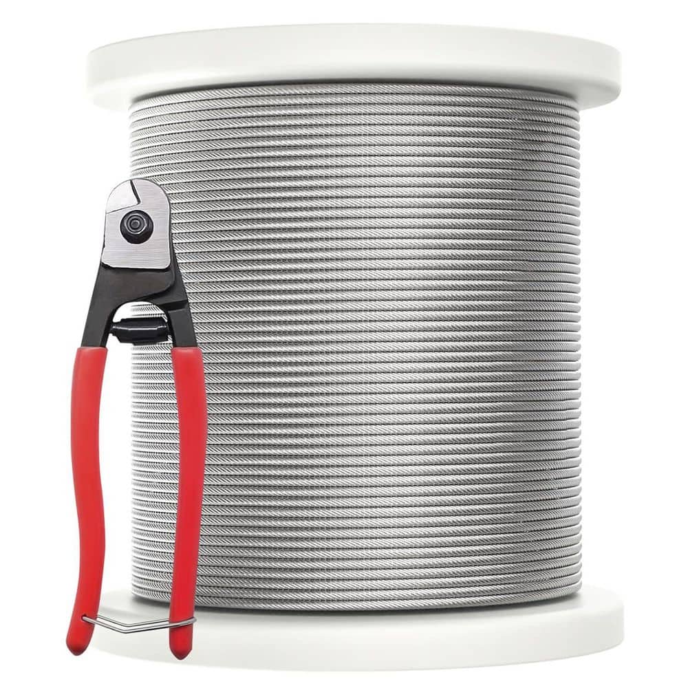 KIWDZFU 500 ft. 1/8 in. Stainless Steel Cable with Cutter, 7 x 7 Strand ...
