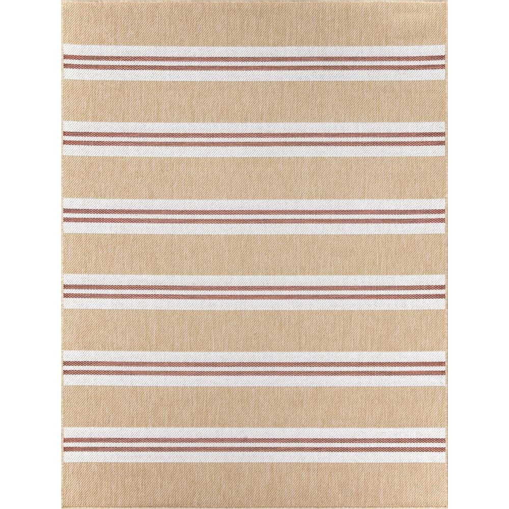 StyleWell Stripes Natural 8 ft. x 10 ft. Indoor/Outdoor Area Rug 31017 ...