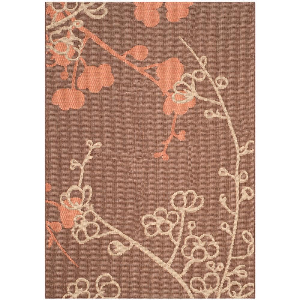 SAFAVIEH Courtyard Brown Natural/Terracotta 5 ft. x 8 ft. Floral Indoor ...