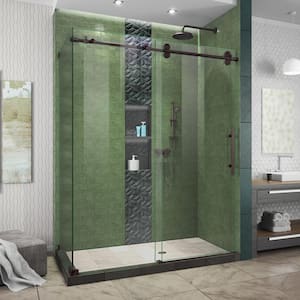 DreamLine Enigma-XO 56-60 in. W x 76 in. H Fully Frameless Sliding Shower Door in Oil Rubbed ...