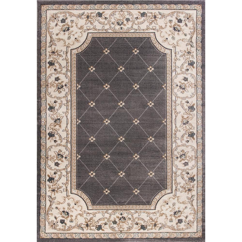 MILLERTON HOME Sabina Gray 9 ft. x 12 ft. Trellis Traditional Area Rug ...