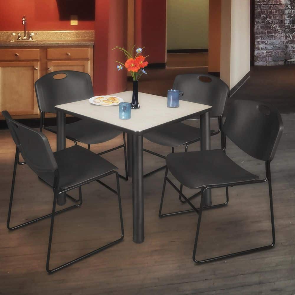 Regency Kee 36 in. Maple Top Square Breakroom Table Desk, Black Legs, 4 ...
