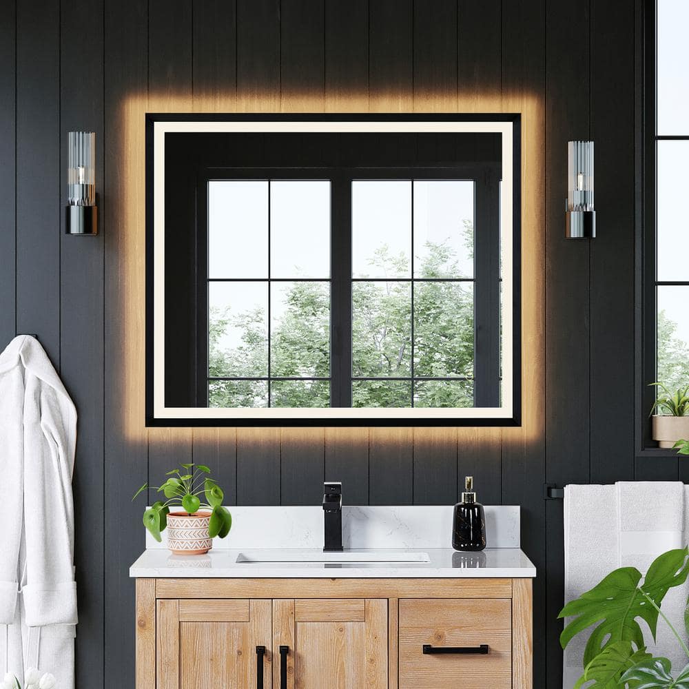 Altair Apollo 36 in. W x 30 in. H Rectangular Framed LED Wall Bathroom ...