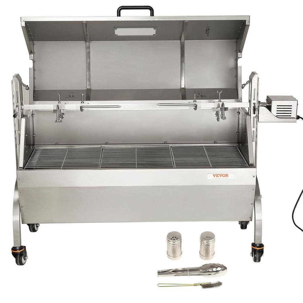 VEVOR 46 in. Stainless Steel Rotisserie Grill with Hooded Cover ...