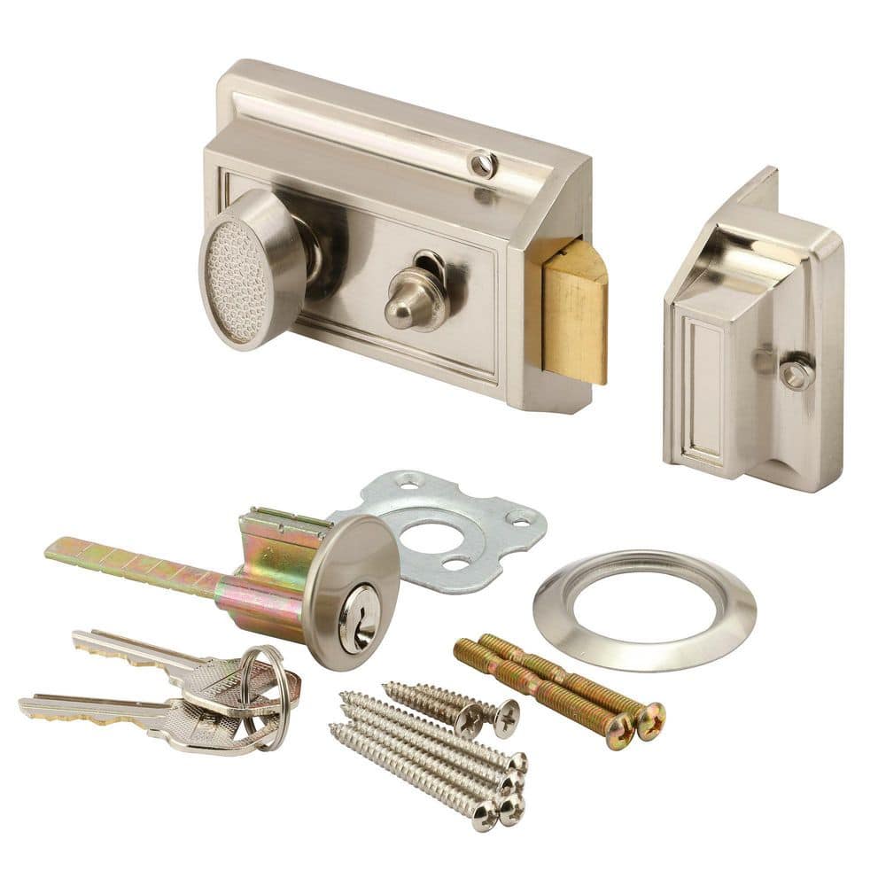 Prime-Line Rim Nightlatch, Single Cylinder, Satin Nickel (Single-Pack ...