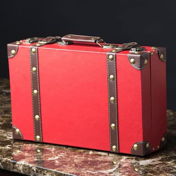 Red 15.5 in. x 4.5 in. Cardboard Decorative Boxes (Set of 1) with ...