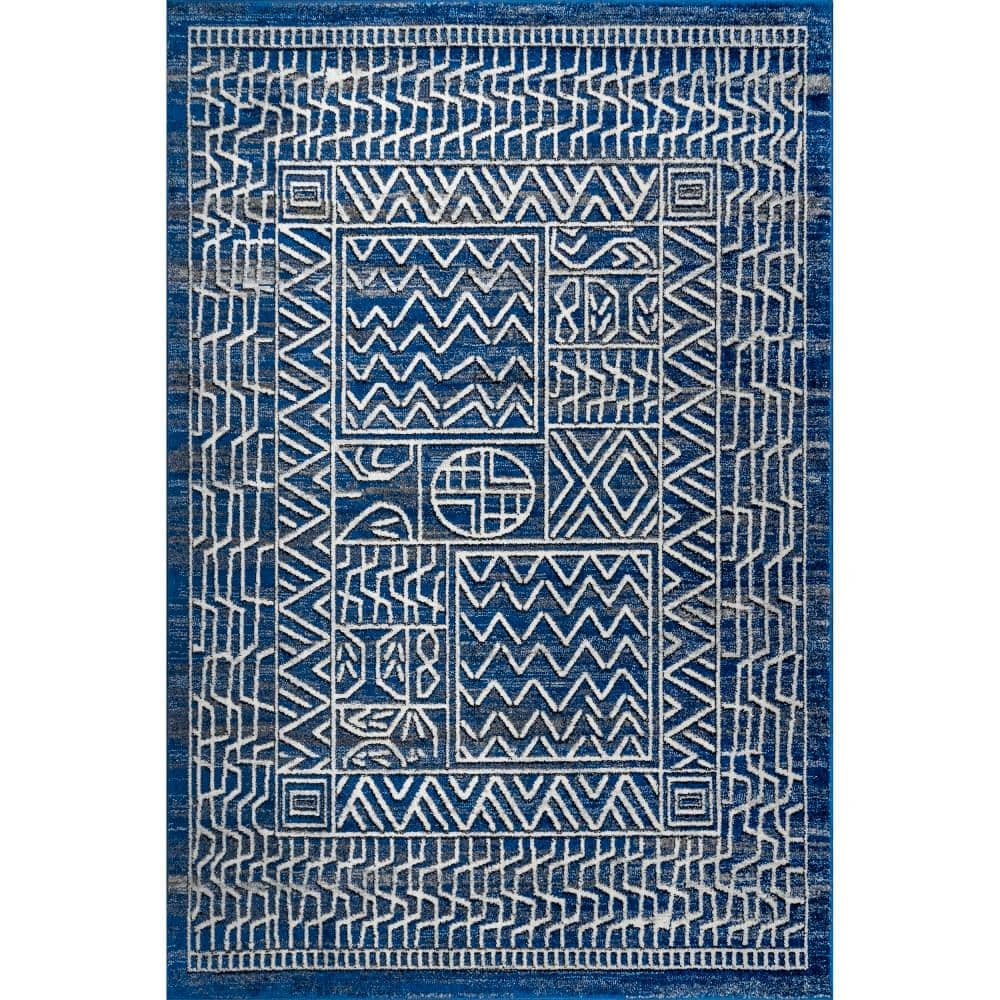 nuLOOM Joannie Contemporary Abstract Patterned Blue 8 ft. x 10 ft. Area ...