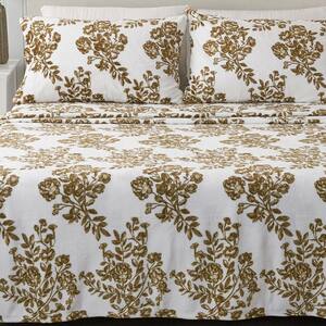 FRESHFOLDS White Ultra Soft Velvet Plush Polyester Printed 4-Piece Full ...
