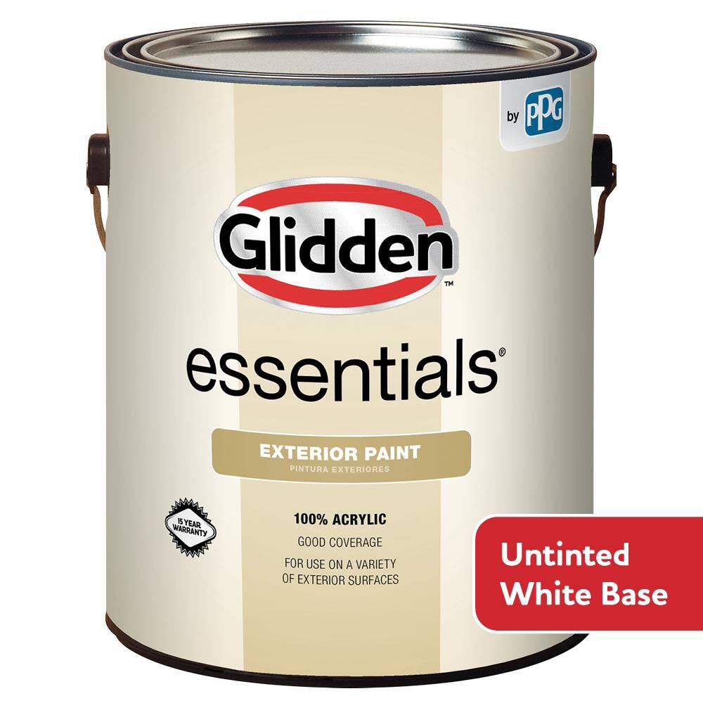 Glidden Essentials 1 gal. White/Base 1 Satin Exterior Paint GLE-9011N ...