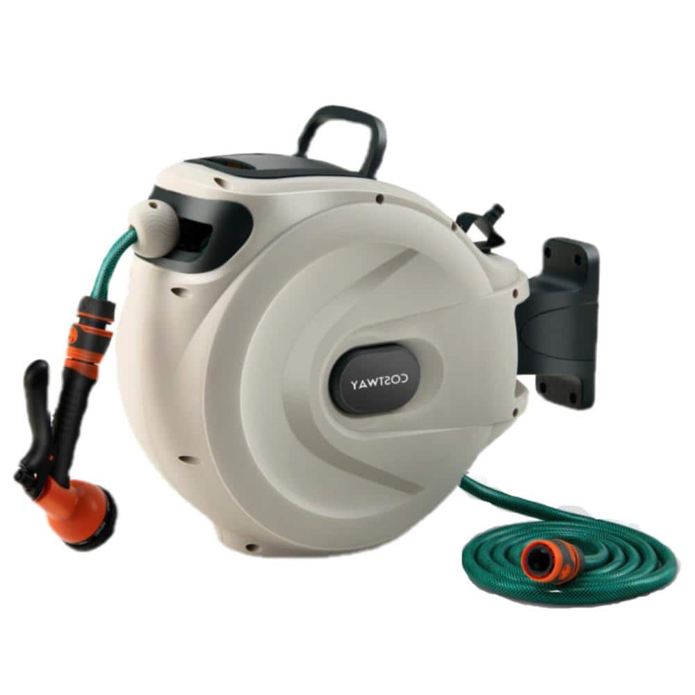 Clihome 1/2 in. Dia x 104.5 ft. L Retractable Hose Reel Garden Water ...