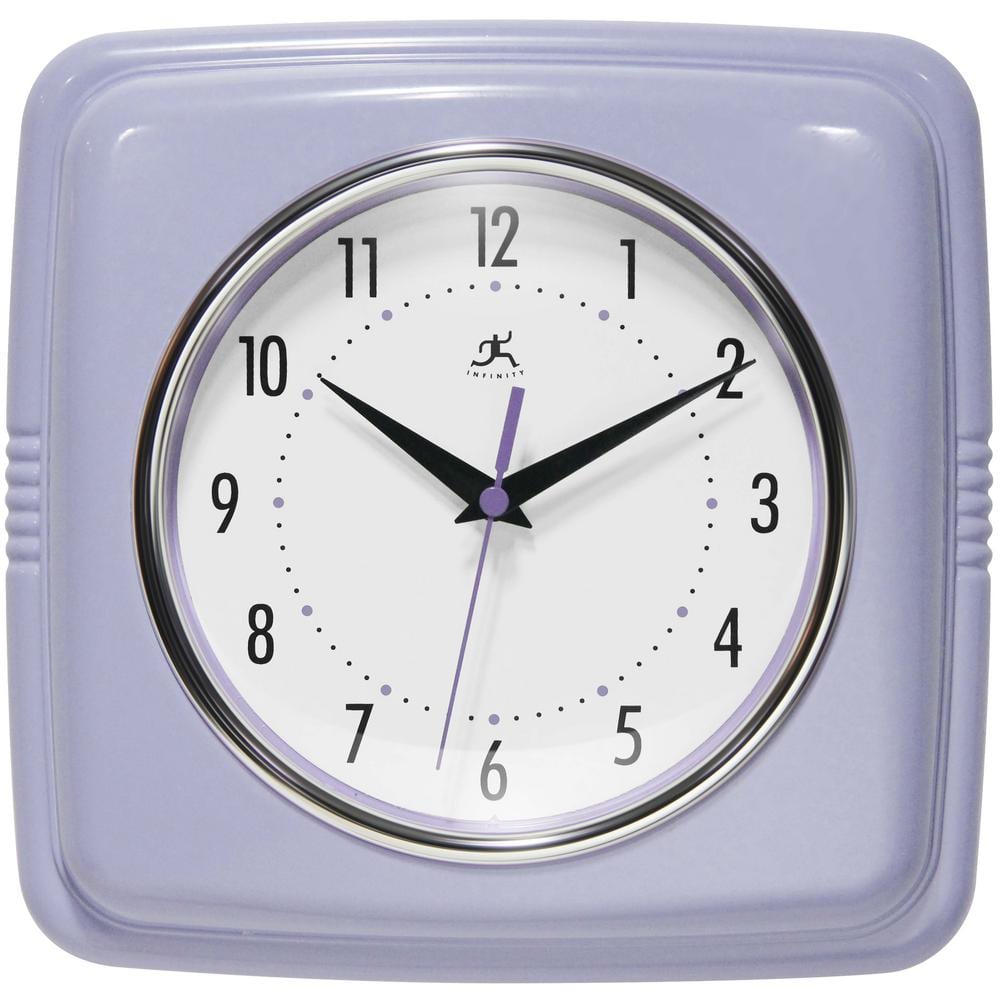 Infinity Instruments Square Retro Lilac Wall Clock 13228LR-4103 - The ...