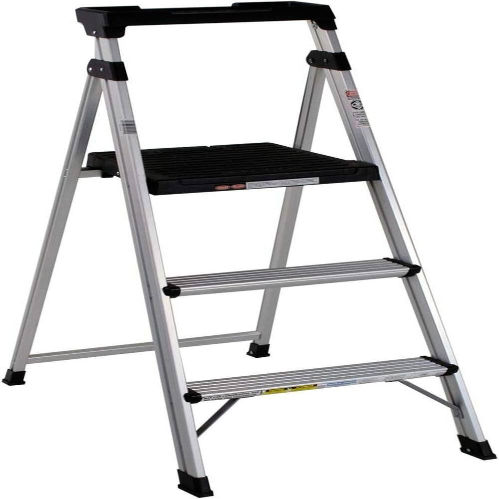 3-Step Lightweight Aluminum Folding Step Ladder with Non-Marring Leg ...