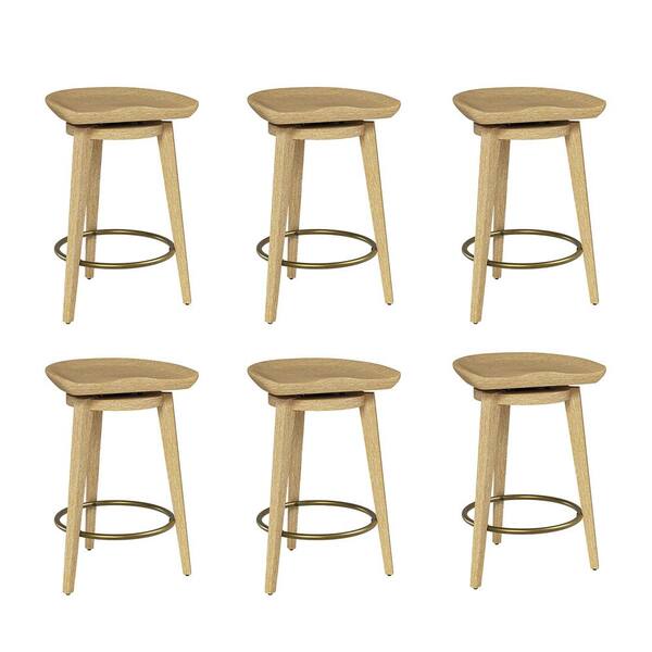 JAYDEN CREATION Kasimir Mid-Century Swivel Stool Set of 6 with Solid ...
