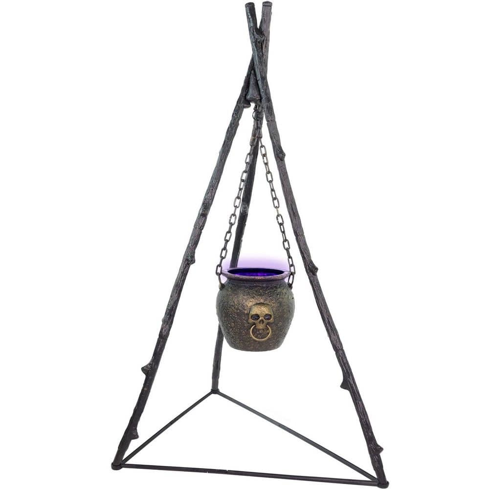 Haunted Hill Farm 4.7 ft. Touch-Activated Animated Witch Cauldron ...