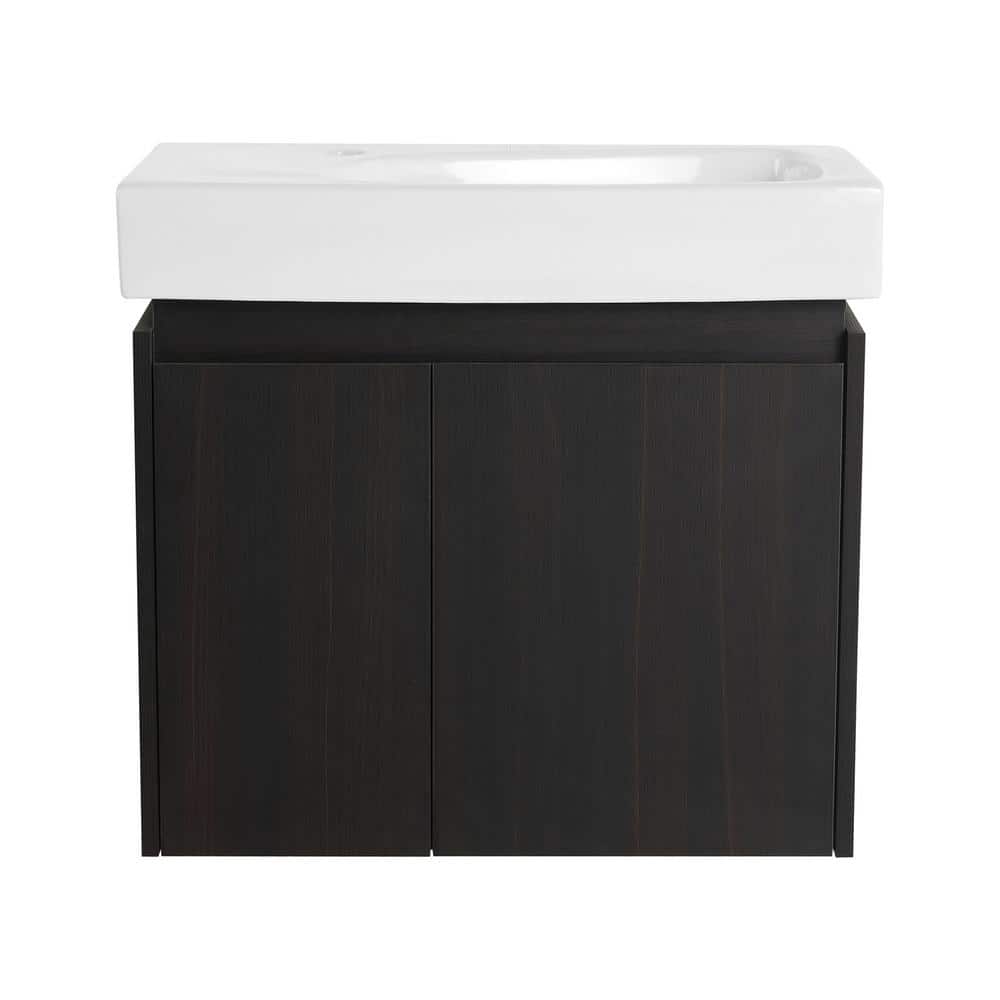 FUNKOL 14 in. W x 24 in. D x 21 in. H 1-Sink Wall Mounted Bath Vanity ...