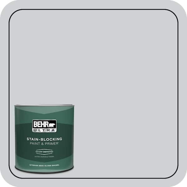 BEHR ULTRA 1 qt. #N510-1 Silver Shadow Extra Durable Semi-Gloss Enamel ...