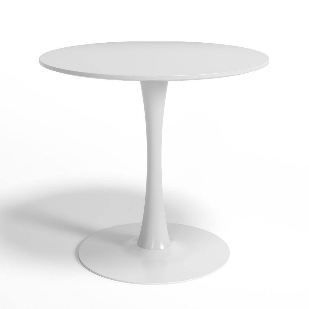 Merra 31.5 in. Round White MDF Top Modern Dinning Table (Seats 2-4) CCD ...