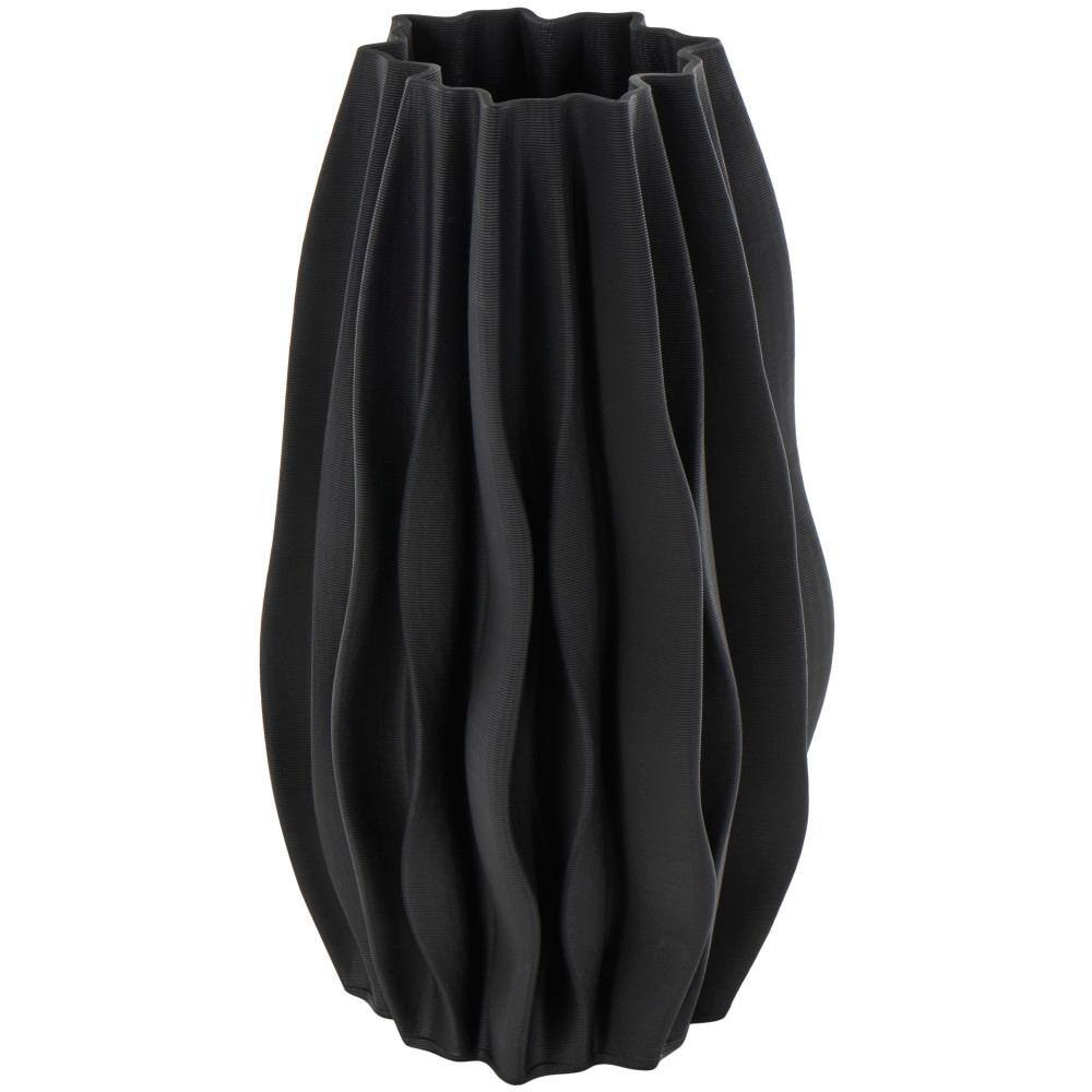 Litton Lane Black Dimensional Wavy Ribbed Ceramic Abstract Decorative ...
