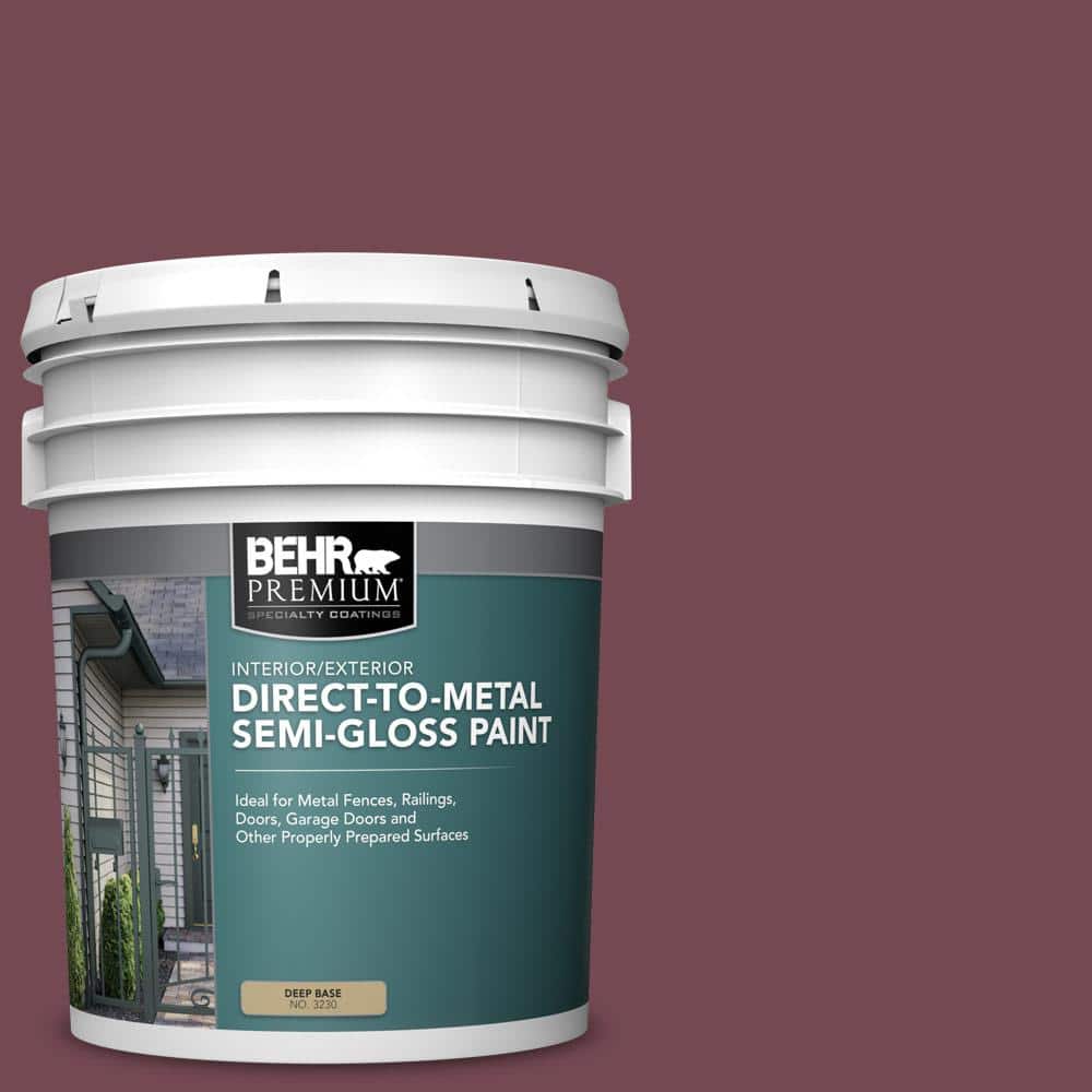 BEHR PREMIUM 5 gal. #PPU2-20 Oxblood Semi-Gloss Direct to Metal ...