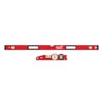 Milwaukee 48 in. Magnetic I-Beam Level with 48 in. Soft Side Level Tool ...