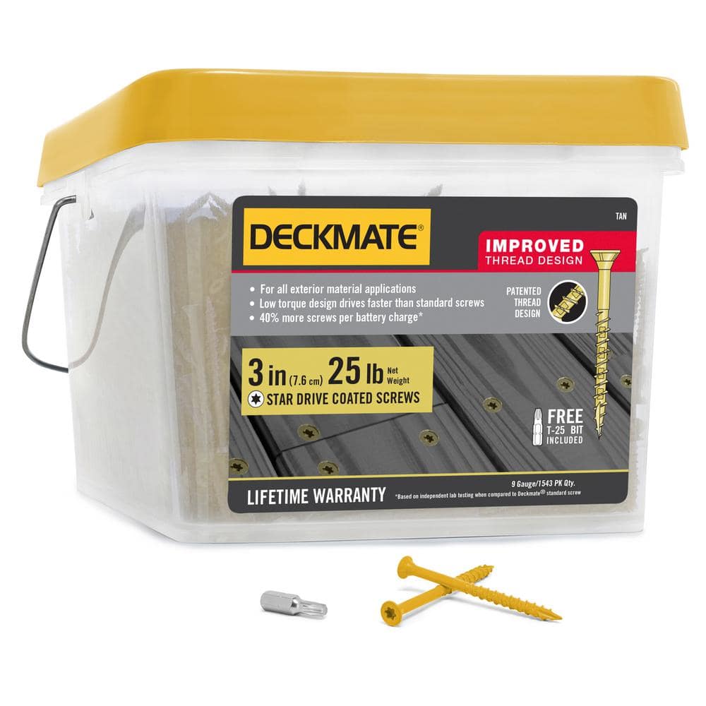 DECKMATE #9 x 3 in. Tan Star Flat Head Wood Deck Screw (25 lbs. / 1543 ...