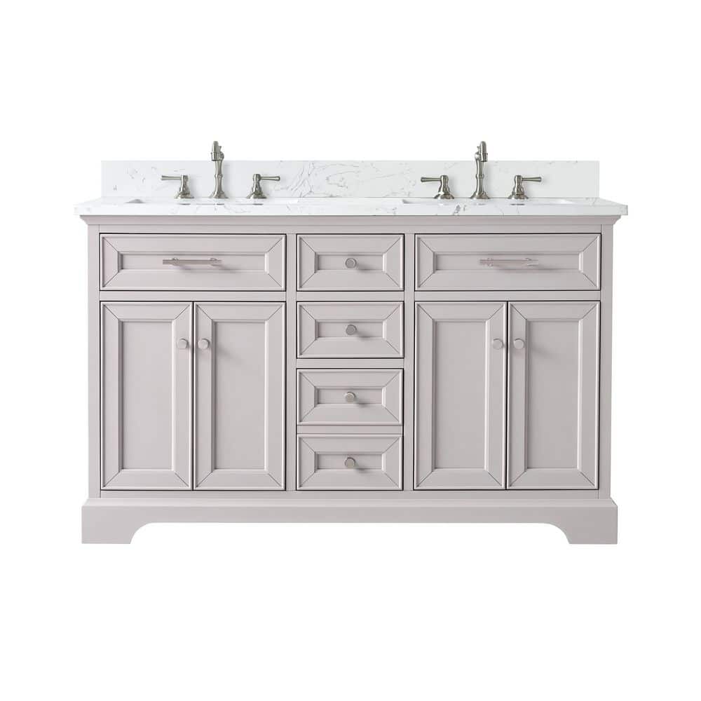 SUDIO Thompson 54 in., W x 22 in., D Bath Vanity in Taupe with ...