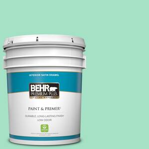 BEHR MARQUEE 1 gal. #470A-3 Reef Green Satin Enamel Interior Paint ...