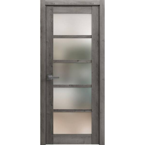 Sartodoors 18 in. x 80 in. 1 Panel Gray Ash Finished Solid MDF Sliding ...