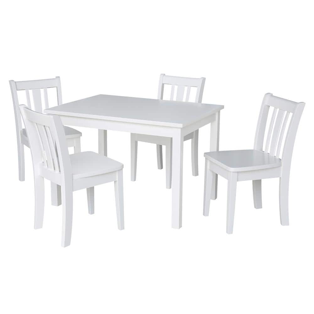 International Concepts Jorden White 5-Piece Kid's Table and Chair Set ...