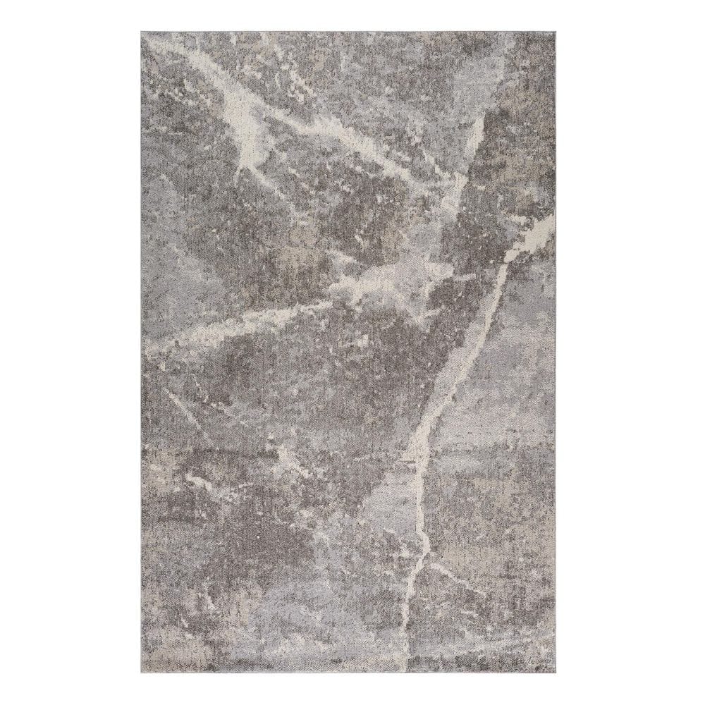 HomeRoots 8 ft. 11 ft. Gray and Ivory Abstract Area Rug 2000558387 ...