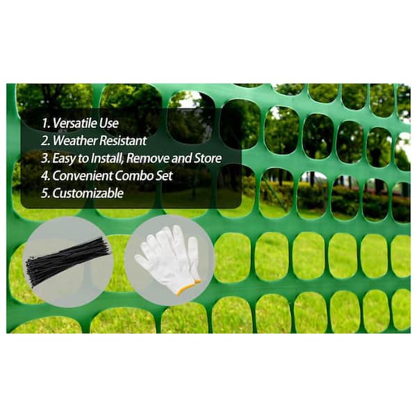 Angel Sar 4 ft. x 100 ft. Plastic Mesh Fence, Roll with 100 Zip Ties ...