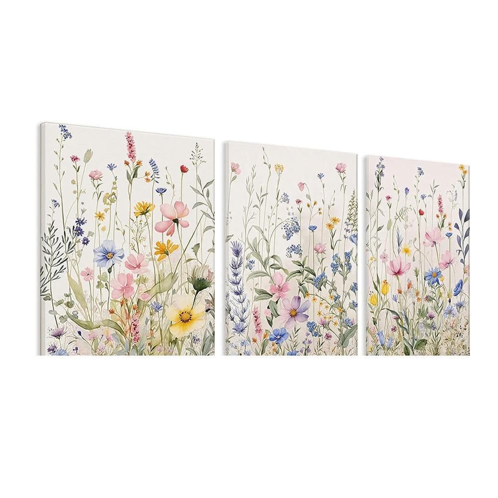 Wildflower Wall Art Watercolor Botanical Floral Colorful Canvas Prints ...