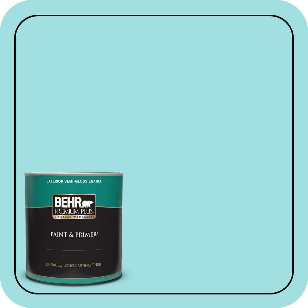 BEHR PREMIUM PLUS 1 qt. #P460-2 Tropical Waterfall Semi-Gloss Enamel ...
