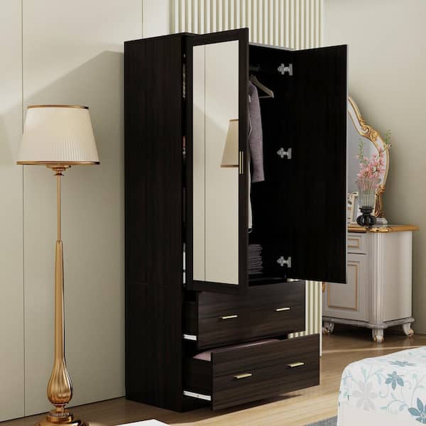 Black double wardrobe with mirror store
