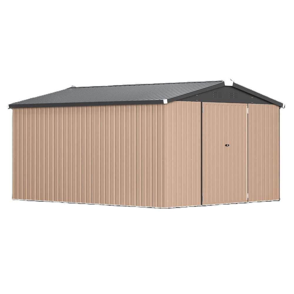 Sudzendf 14 ft. W x 10 ft. D Metal Storage Shed, Tools Storage Shed for Garden, Bakcyard, Light ...