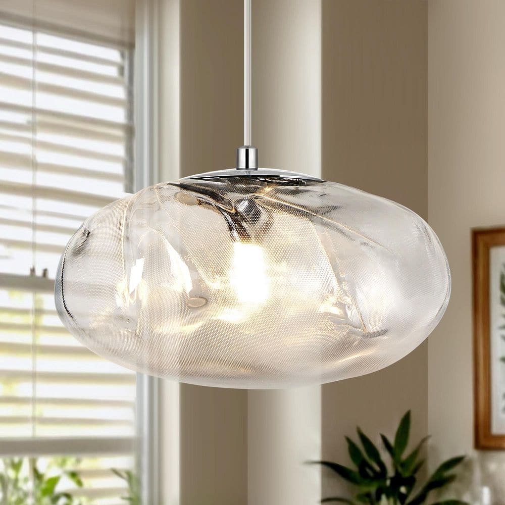 Morauroral Modern 1-Light Brushed Nickel Kitchen Island Pendant Light Hanging Light Chandelier ...