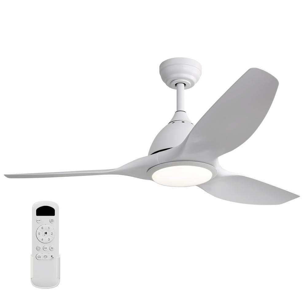Sofucor 52 in. Indoor Integrated LED White Ceiling Fan With Light Kit ...