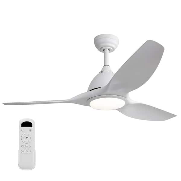 Sofucor 52 in. Indoor Integrated LED White Ceiling Fan With Light Kit ...