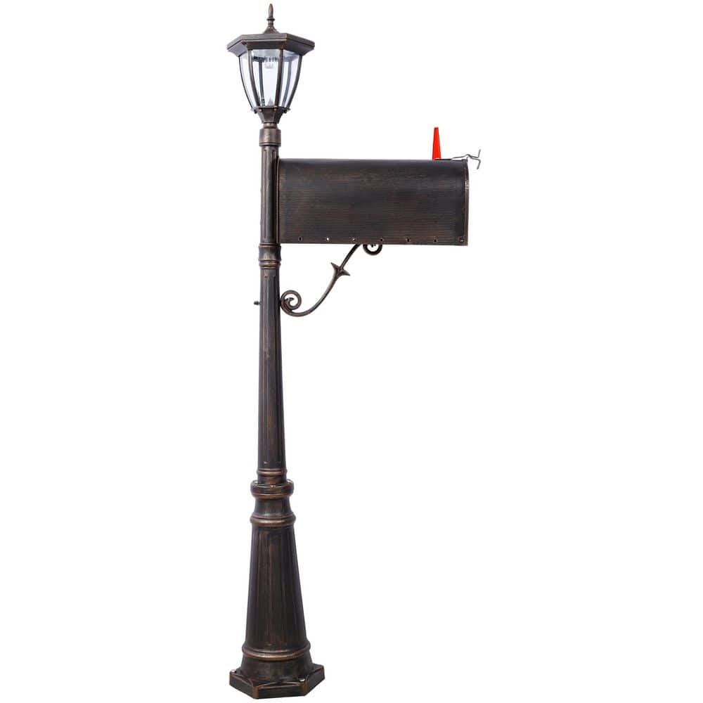 Amucolo Mailbox/Post Light Combination Kit, Post with Mailbox, Fluted ...