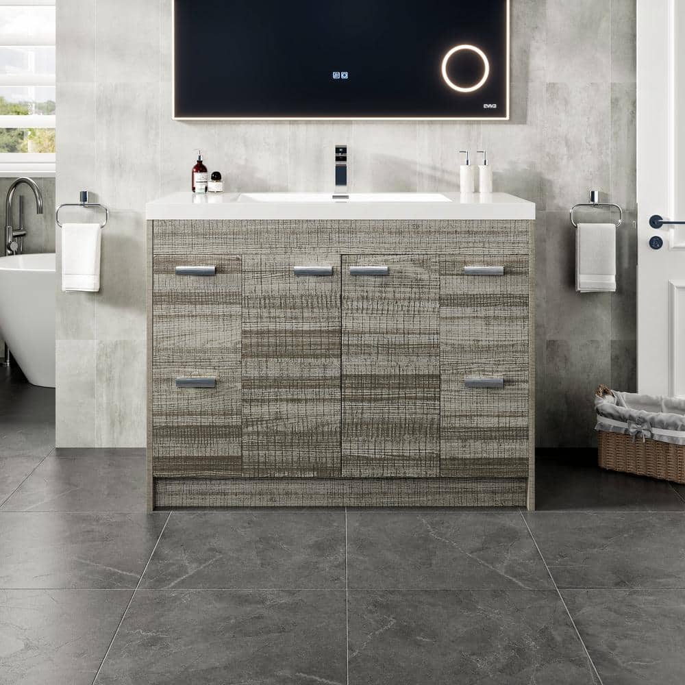 Reviews for Eviva Lugano 44 in. W x 19 in. D Single Sink Ash Bath ...