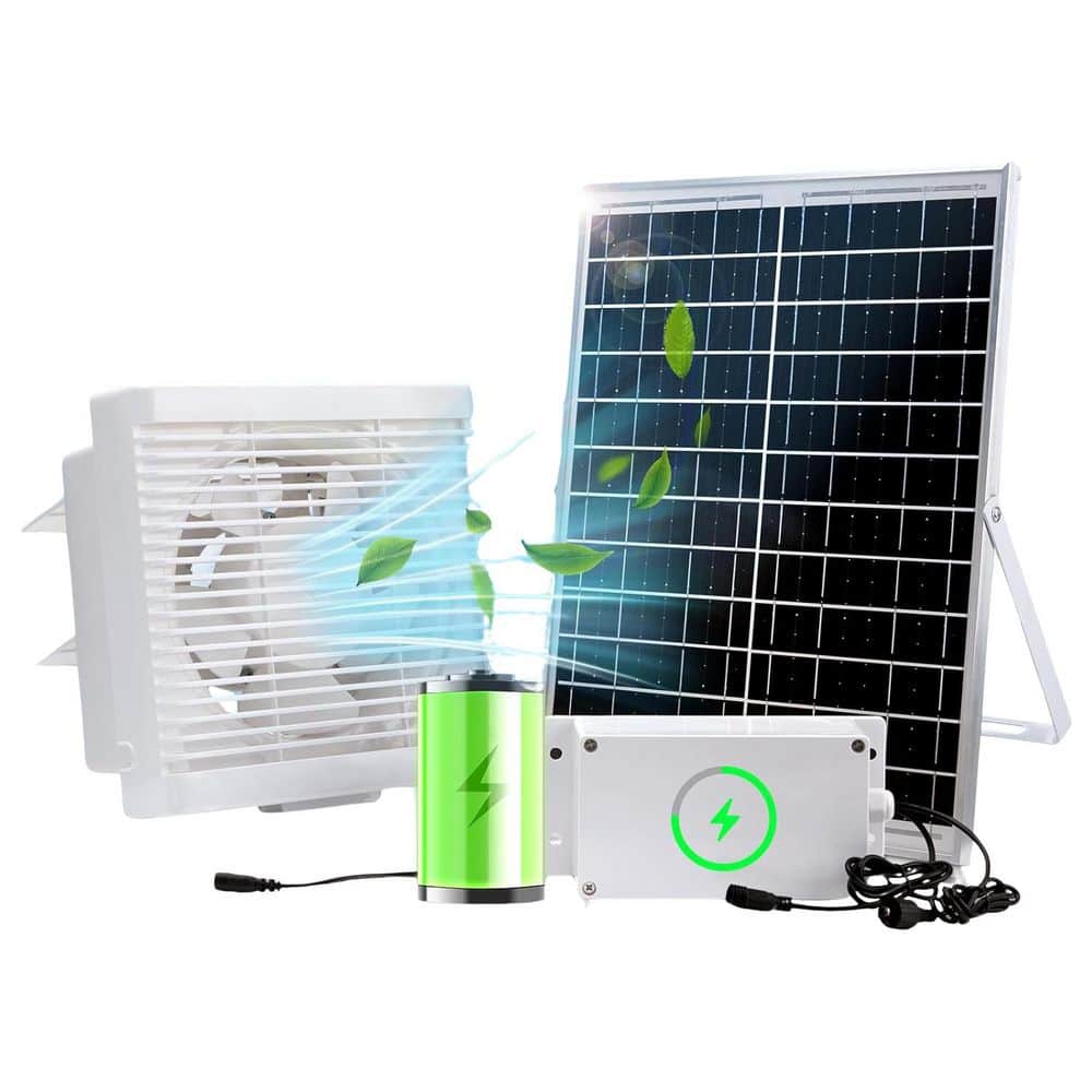 KIWDZFU Solar Powered Exhaust Fan for Greenhouse, 25W Solar Fan Kit ...