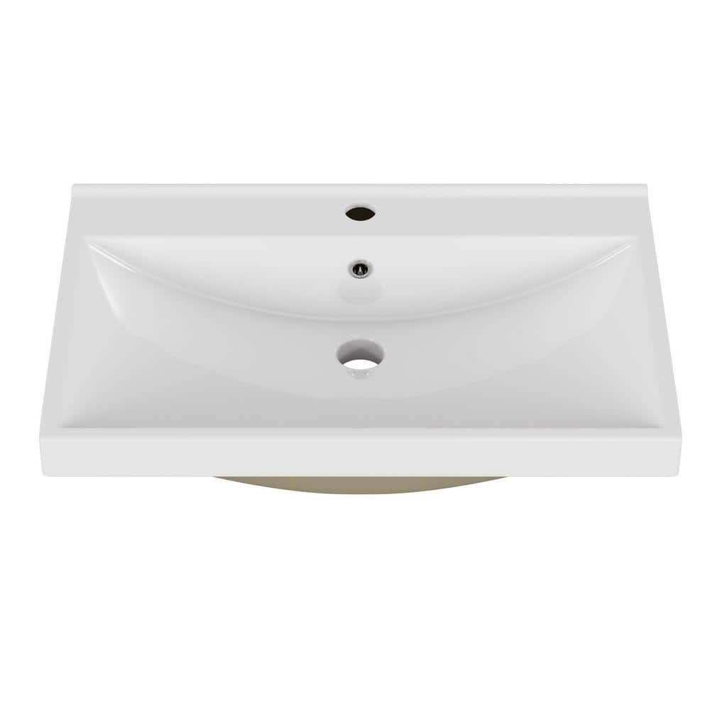Sarlai 24 in. W x 16 in. D Rectangular Single Sink Ceramic Bath Vanity ...