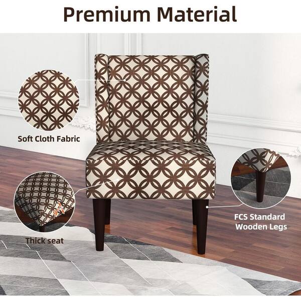 Bestier Brown Plaid Mid Century Fabric Accent Chairs with Wing back L504022N BROW