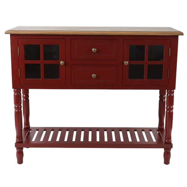 Decor Therapy 42 in. Antique Red Standard Rectangle Composite Console ...