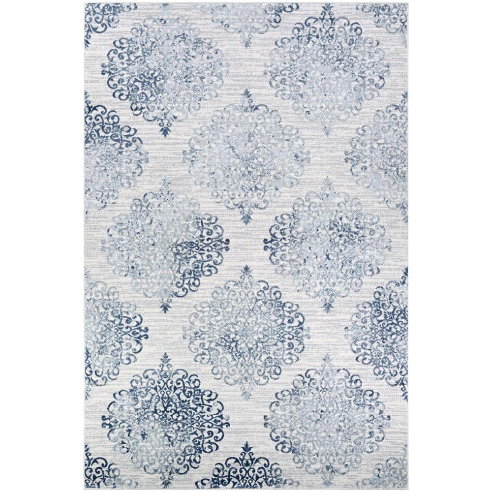 Couristan Calinda Montebello Steel Blue-Ivory 2 ft. x 3 ft. Area Rug ...