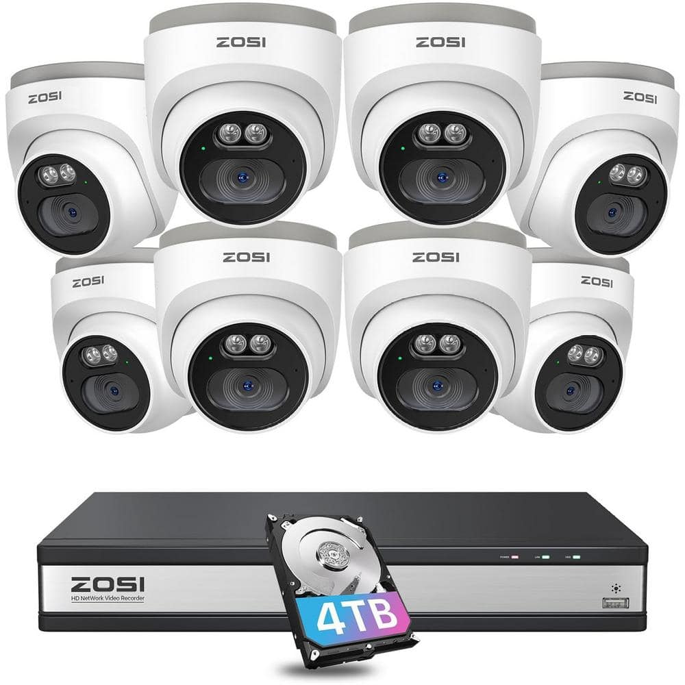 ZOSI 16-Channel 4TB POE NVR Security Camera System with 8 Wired 4MP ...